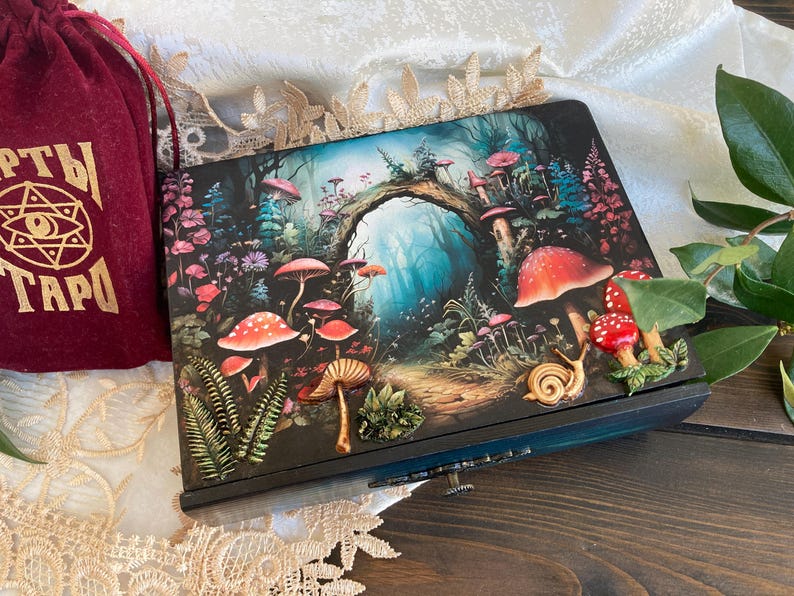 Handcrafted Tarot and Jewelry Box With Mushrooms, Mystical Keepsake ...