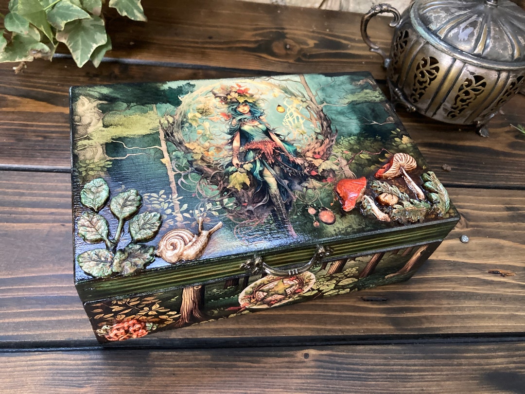 Witchy Jewelry Box, Mystical Fairy Jewelry Box, Wooden Tarot Card Box ...
