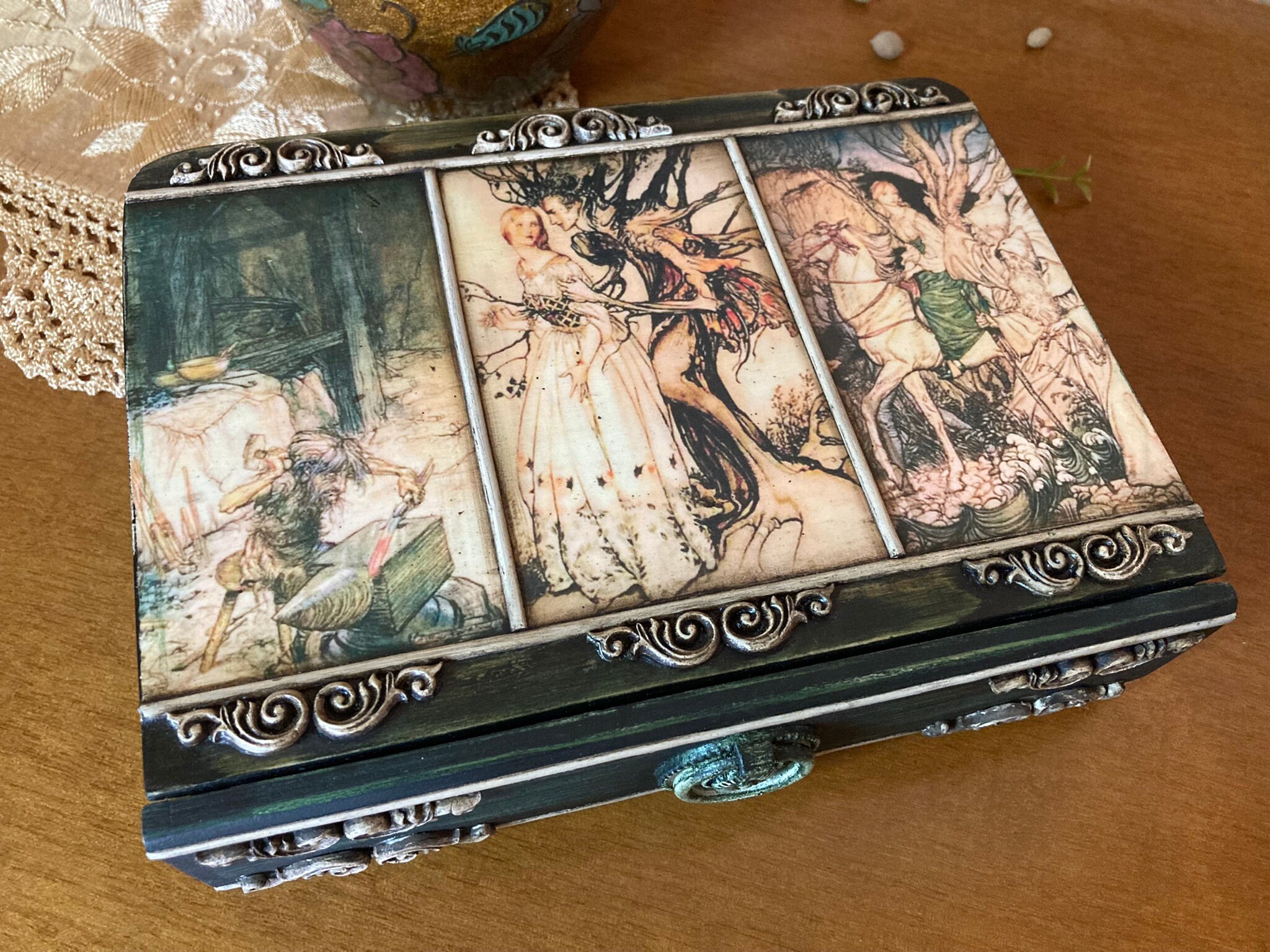 Rackham Tarot Card Box, Tarot Card Holder, Witchy Jewelry Box, Altar ...