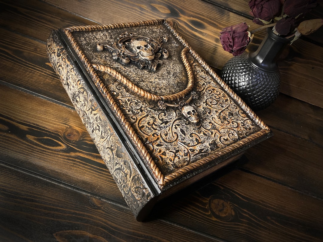 Gothic Skull Book Box, Book of Shadows, Book of Spells, Witchcraft Book ...