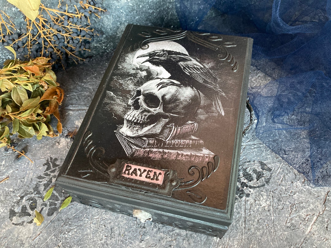 Gothic Raven Decorative Stash Box, Jewelry Box, Tarot Card Holder, Crow ...