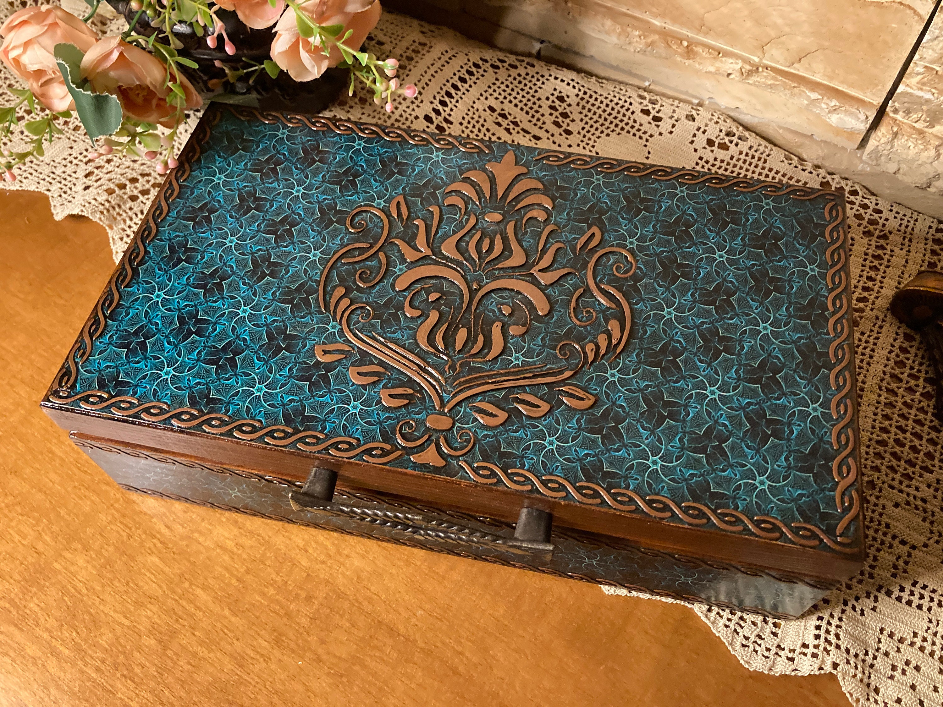 Blue Tea Box 8 Compartments, Blue Storage Box, Tea Bag Holder, Jewelry ...