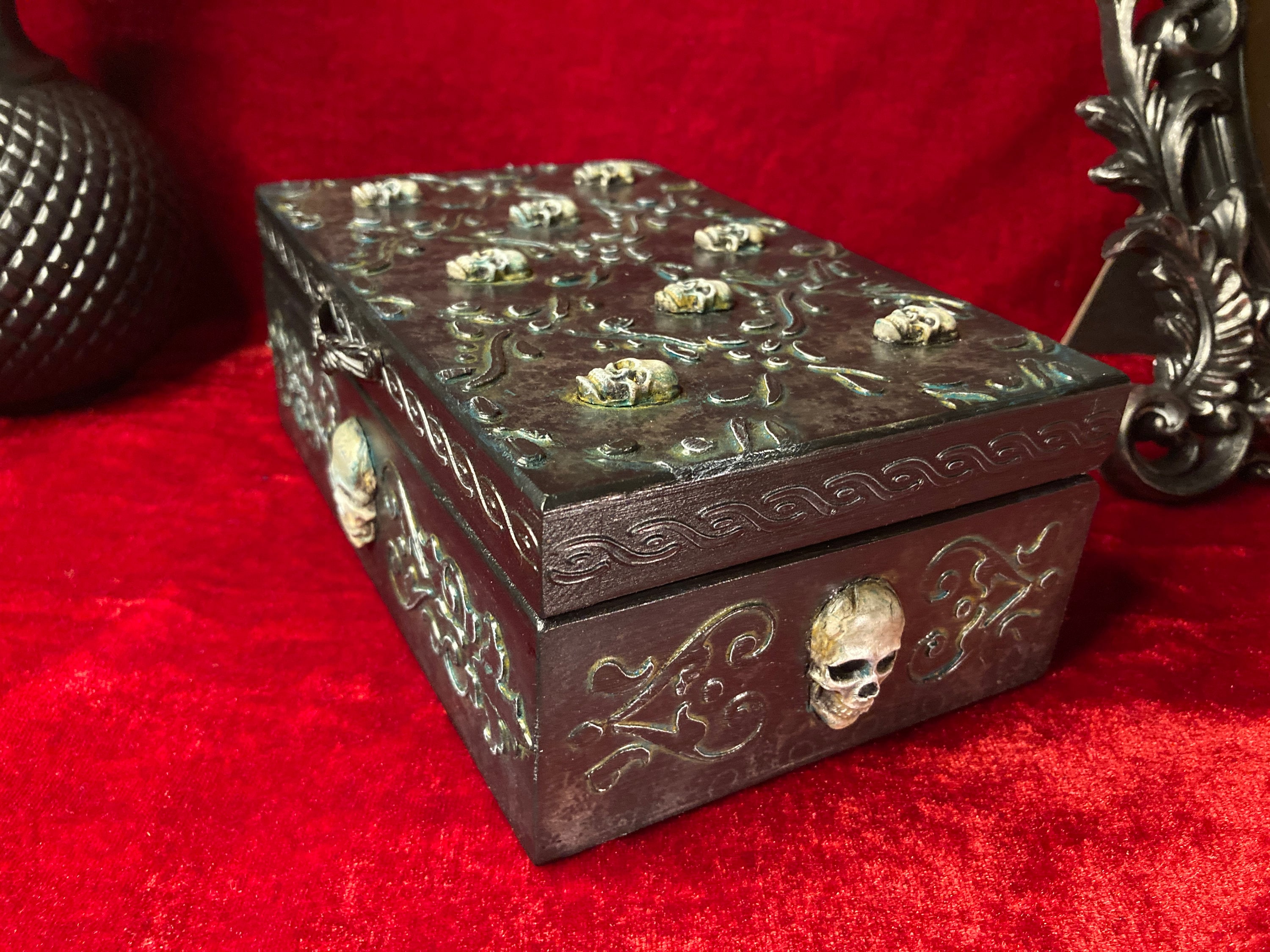 Skull Jewelry Box, Gothic Storage Box, Tarot Card Box, Trinket Box ...