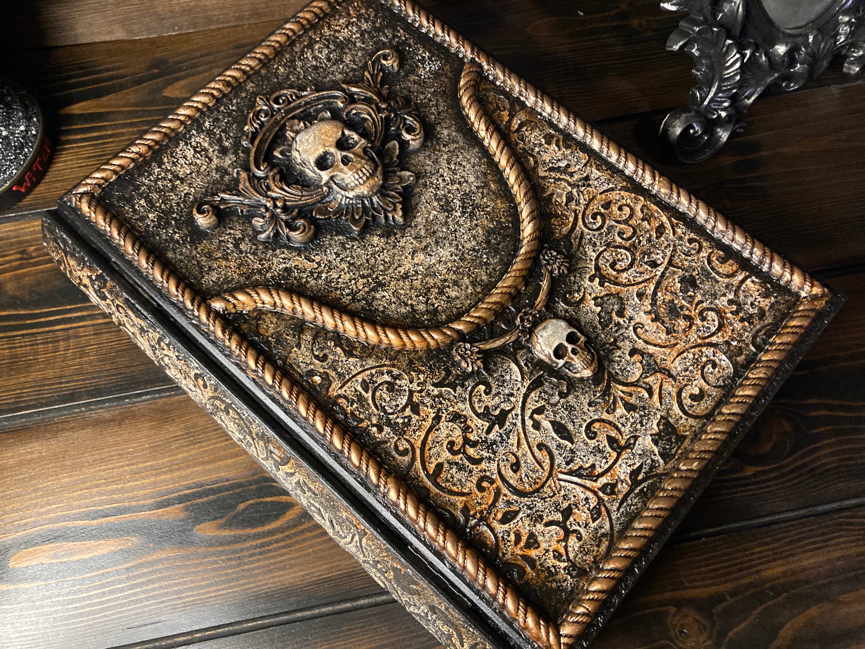 Gothic Skull Book Box, Book of Shadows, Book of Spells, Witchcraft Book ...