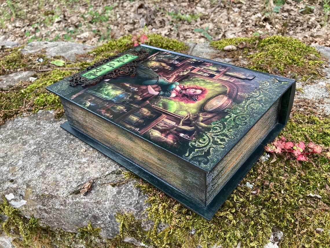 Magic Spell Box, Witchcraft Book Box, Fantasy Box, Witch Jewelry Box ...