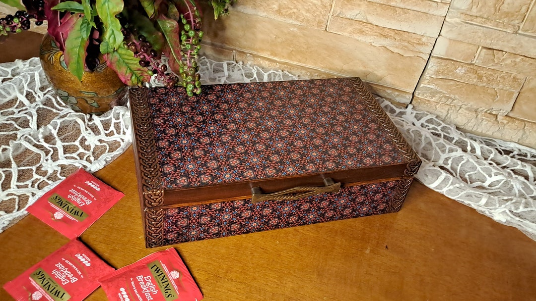 Tea Storage Box Wooden Tea Box for Kitchen or Housewarming Gift Tea Bag ...