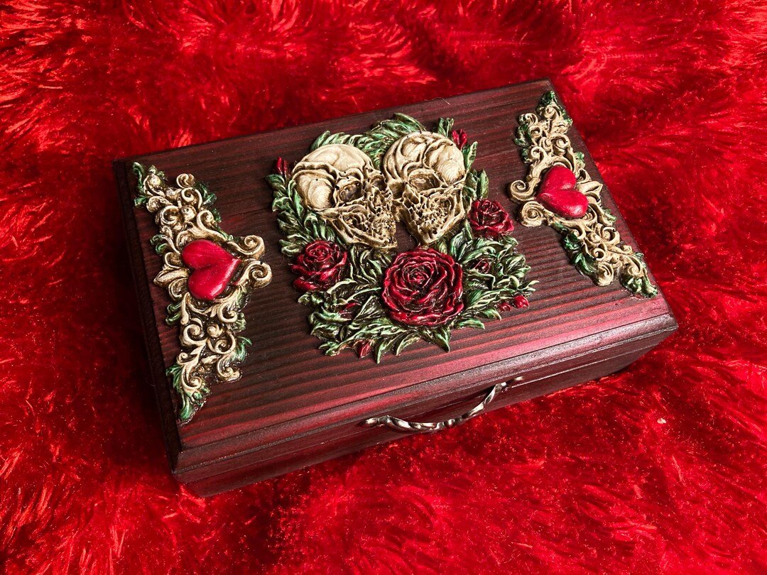 Gothic Ring Box, Skulls Wedding Ring Box, Gothic Jewelry Box, Wedding ...
