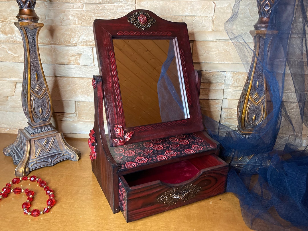 Roses Gothic Keepsake Jewelry Box With Mirror, Horror Mystery Box, Gift ...