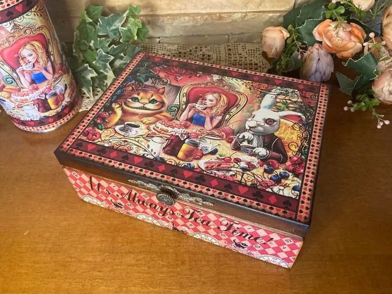 Allice in Wonderland Jewelry Box, White Rabbit Tea Box, Cheshire Cat ...
