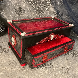 Gothic Jewelry Box, Skull Trinket Box, Wooden Keepsake Box, Witchy ...
