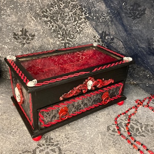 Gothic Jewelry Box, Skull Trinket Box, Wooden Keepsake Box, Witchy ...