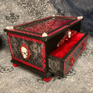 Gothic Jewelry Box, Skull Trinket Box, Wooden Keepsake Box, Witchy ...
