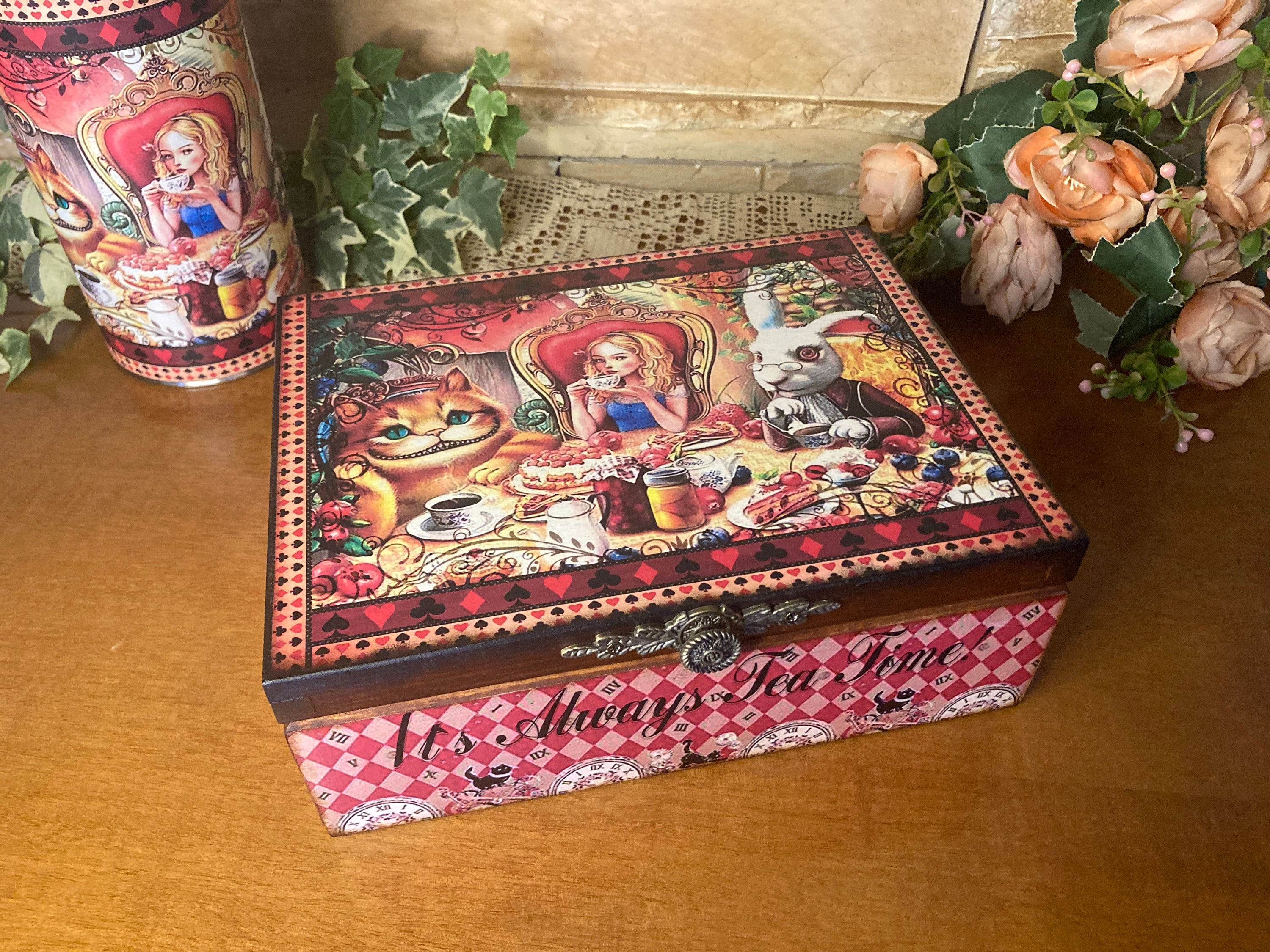 Allice in Wonderland Jewelry Box, White Rabbit Tea Box, Cheshire Cat ...