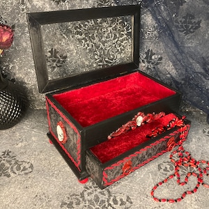 Gothic Jewelry Box, Skull Trinket Box, Wooden Keepsake Box, Witchy ...