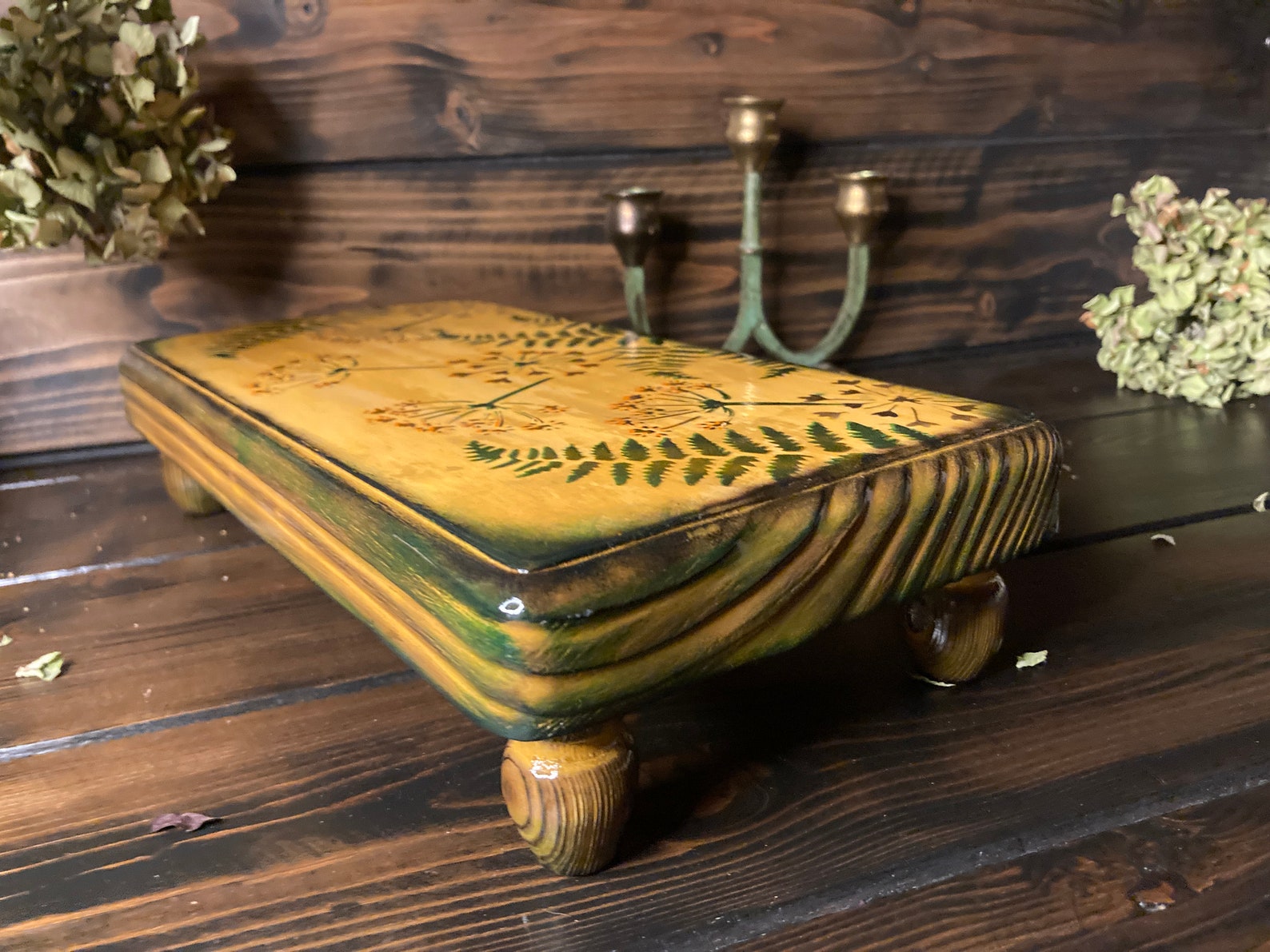 Altar Table, Wooden Ritual Table, Altar Offering Table, Crystal Holder ...