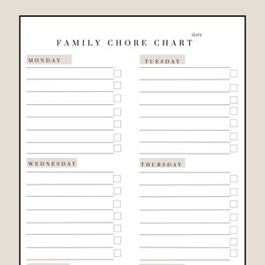 Family Chore Chart, Family Organiser, Chore Monitor, Family Task Lists ...