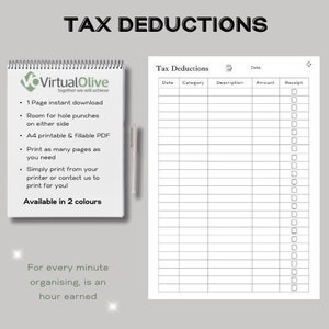 Tax Deductions, Tax Tracker, Work Essentials, Organisers, Reminders ...