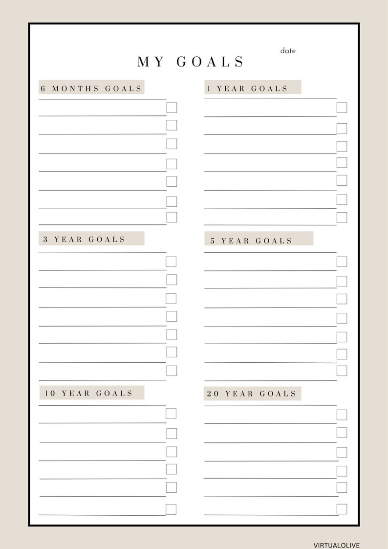My Goals, Goal Checklist, Goal Tracker, Reminders, Printable/instant ...