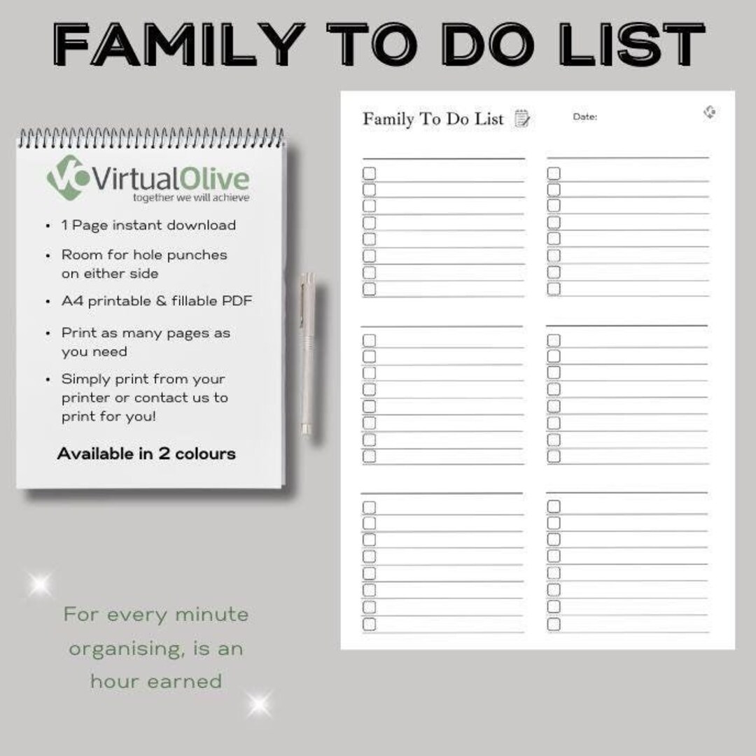 Family to Do List, Family Organiser, to Do List, Family Task Lists ...