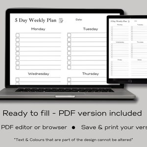 Five Day Weekly Plan, Daily Planning, Daily Schedule, Week Plan, Work ...