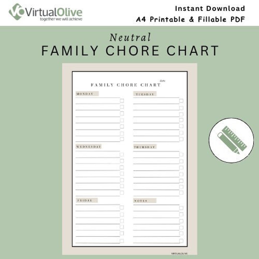 Family Chore Chart Family Organiser Chore Monitor Family - Etsy