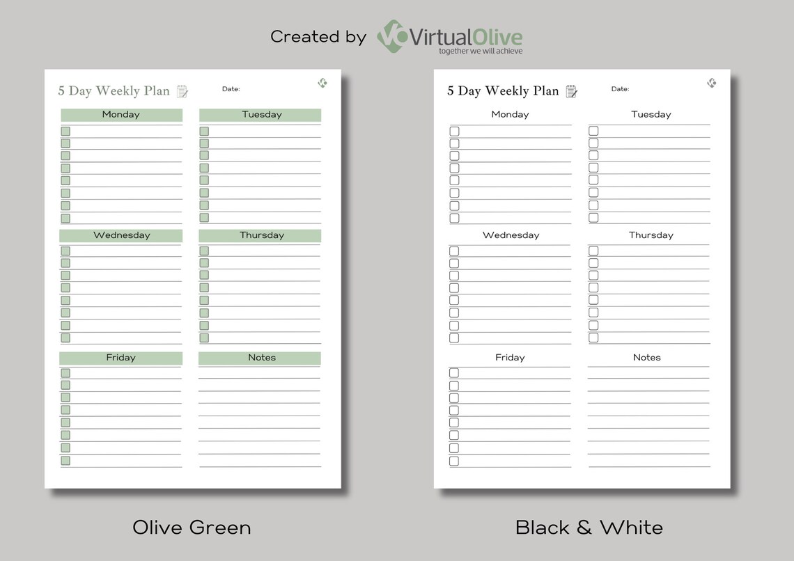Five Day Weekly Plan, Daily Planning, Daily Schedule, Week Plan, Work ...