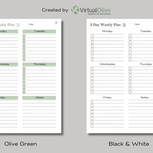 Five Day Weekly Plan, Daily Planning, Daily Schedule, Week Plan, Work ...