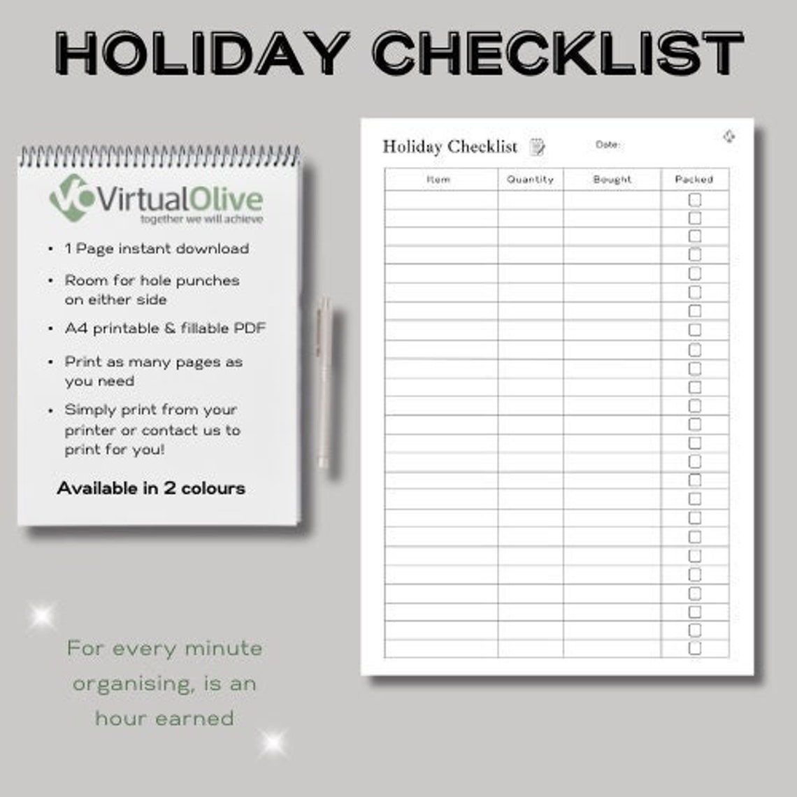 Holiday Checklist, Checklist for My Holidays, Family Holiday Checklist ...