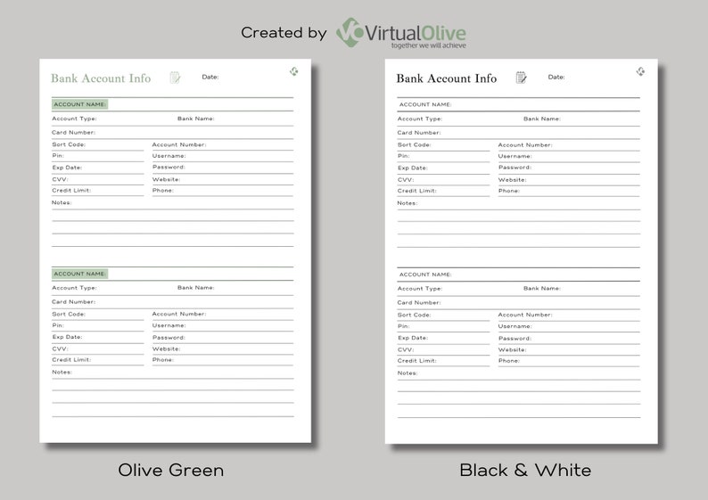 Bank Account Information, Organising Bank Account Info, Organisation ...