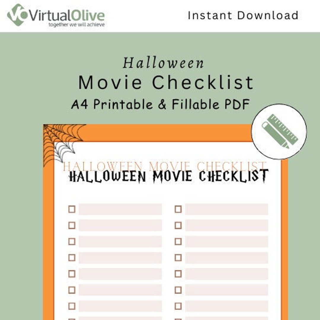 Halloween Movie Checklist Movie Ideas Halloween Movies to - Etsy