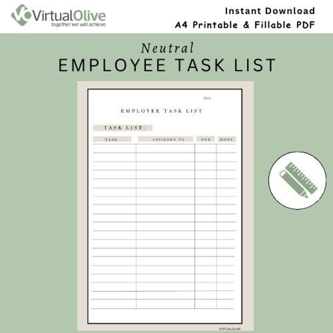 Employee Task List Work Essentials Task Organiser - Etsy