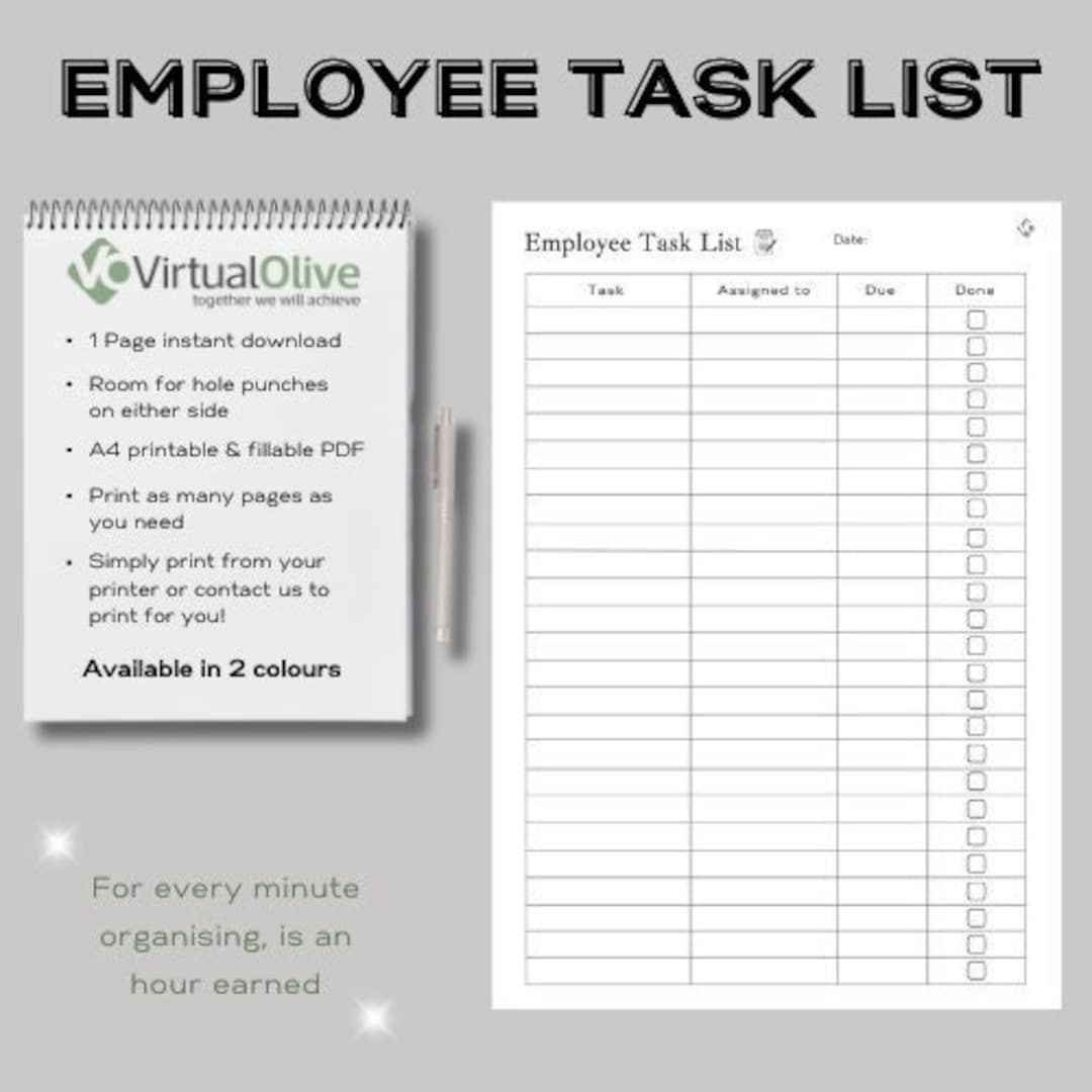 Employee Task List, Work Essentials, Task Organiser, Organising My ...