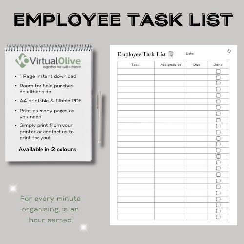 Employee Task List, Work Essentials, Task Organiser, Organising My ...