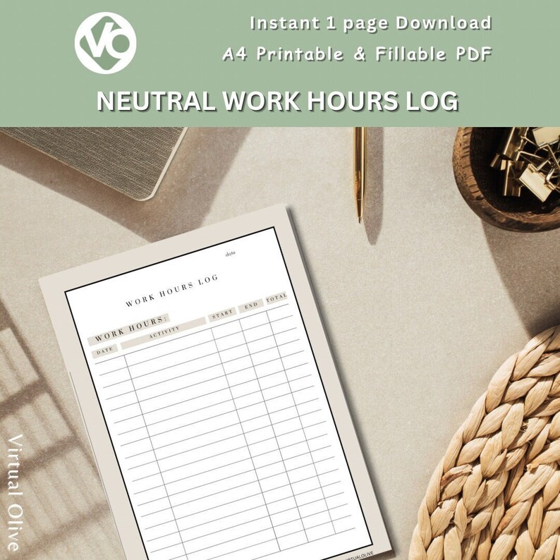 Work Hours Log Checklist Work Essentials Checklists - Etsy