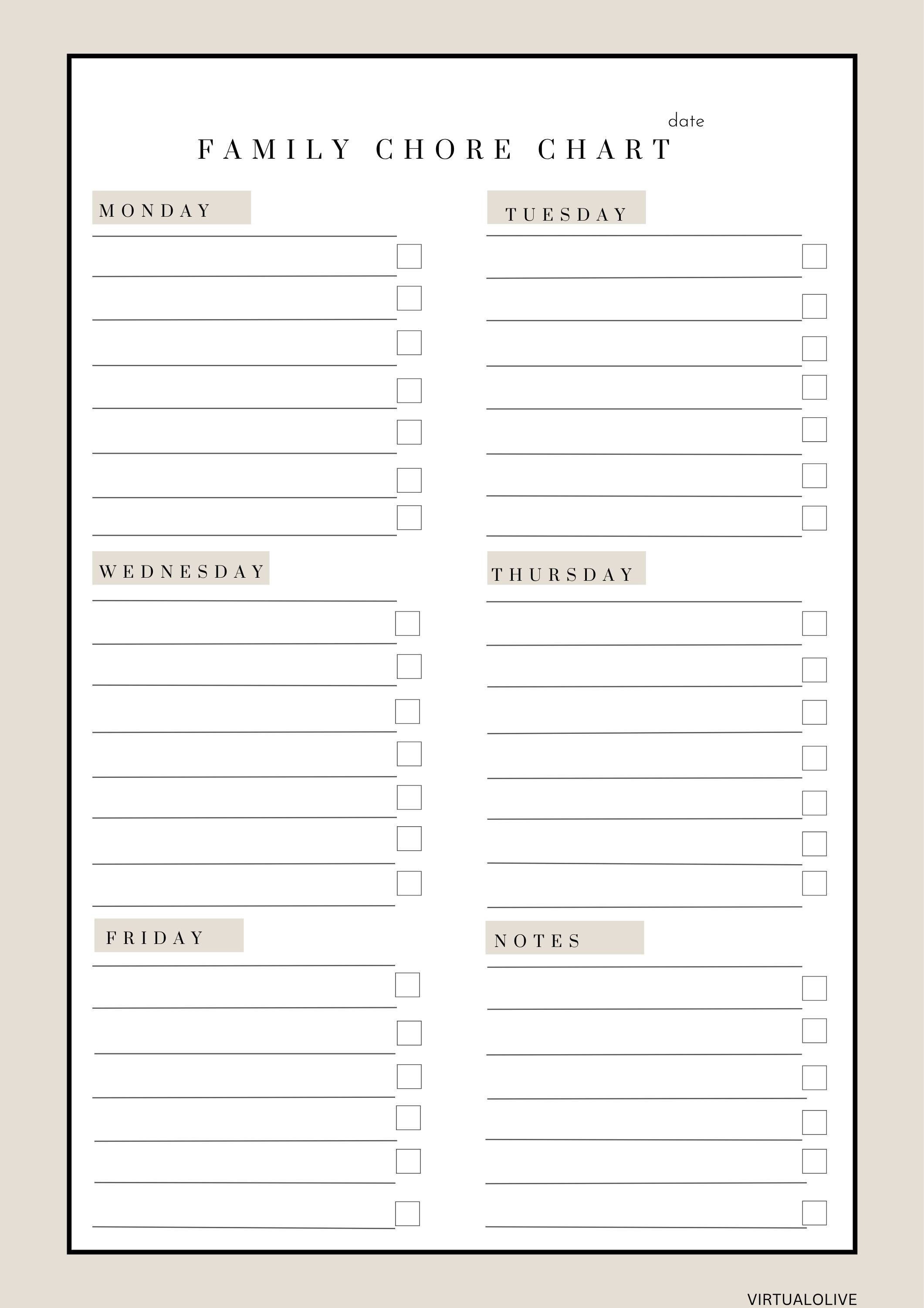 Family Chore Chart, Family Organiser, Chore Monitor, Family Task Lists ...