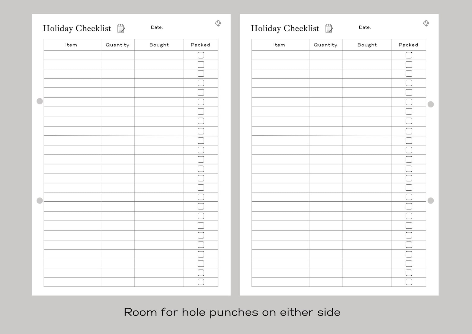 Holiday Checklist, Checklist for My Holidays, Family Holiday Checklist ...