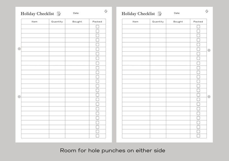 Holiday Checklist, Checklist for My Holidays, Family Holiday Checklist ...