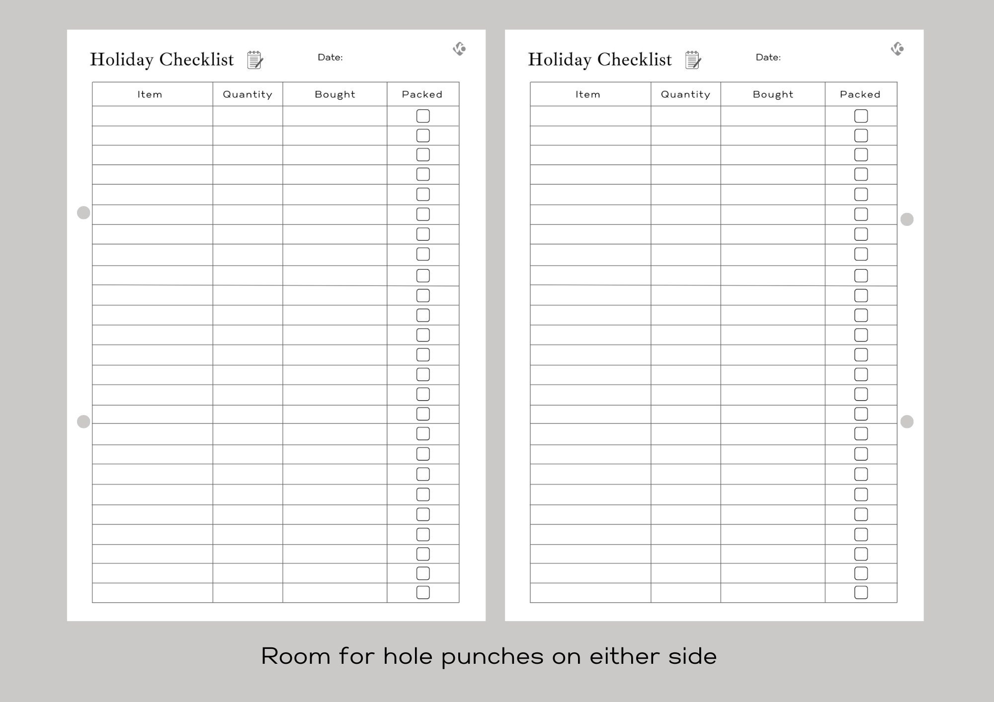 Holiday Checklist, Checklist for My Holidays, Family Holiday Checklist ...