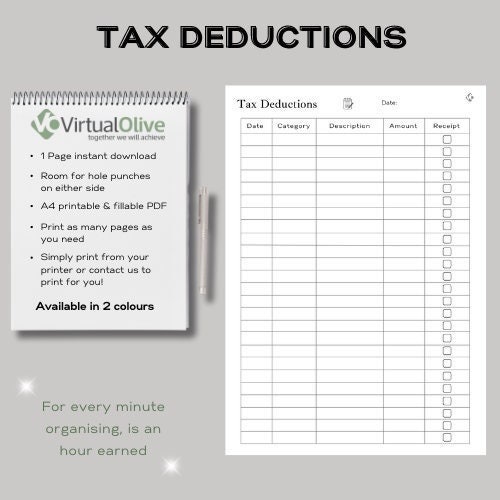 Tax Deductions, Tax Tracker, Work Essentials, Organisers, Reminders ...