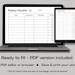 Holiday Checklist, Checklist for My Holidays, Family Holiday Checklist ...