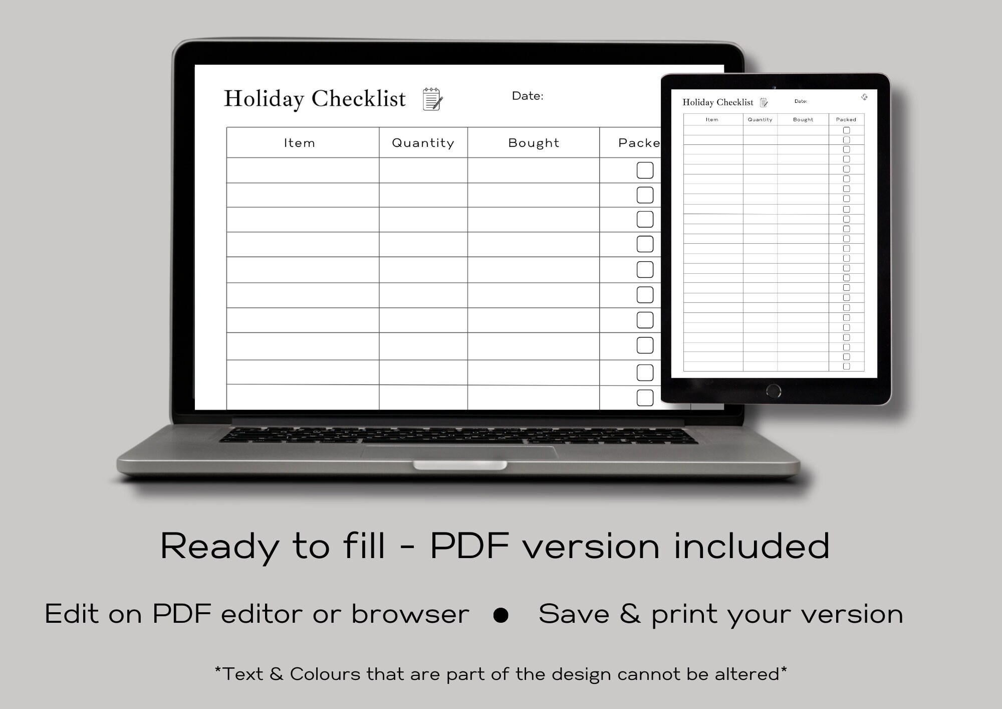 Holiday Checklist, Checklist for My Holidays, Family Holiday Checklist ...