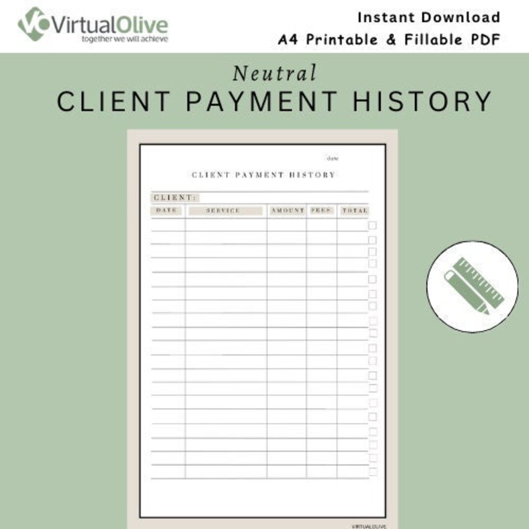 Client Payment History Checklist Work Essentials Business - Etsy