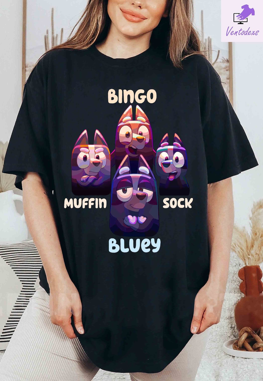 Bluey Bingo Muffin Sock Heeler Comfort Colors® Shirt the - Etsy