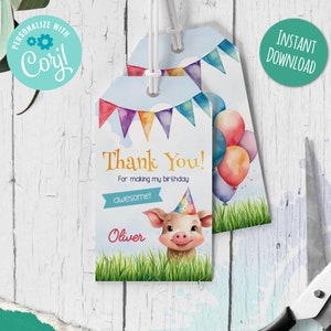Editable Farm Animals Favor Tag, Barnyard Animal, Gift Tag, Boy ...