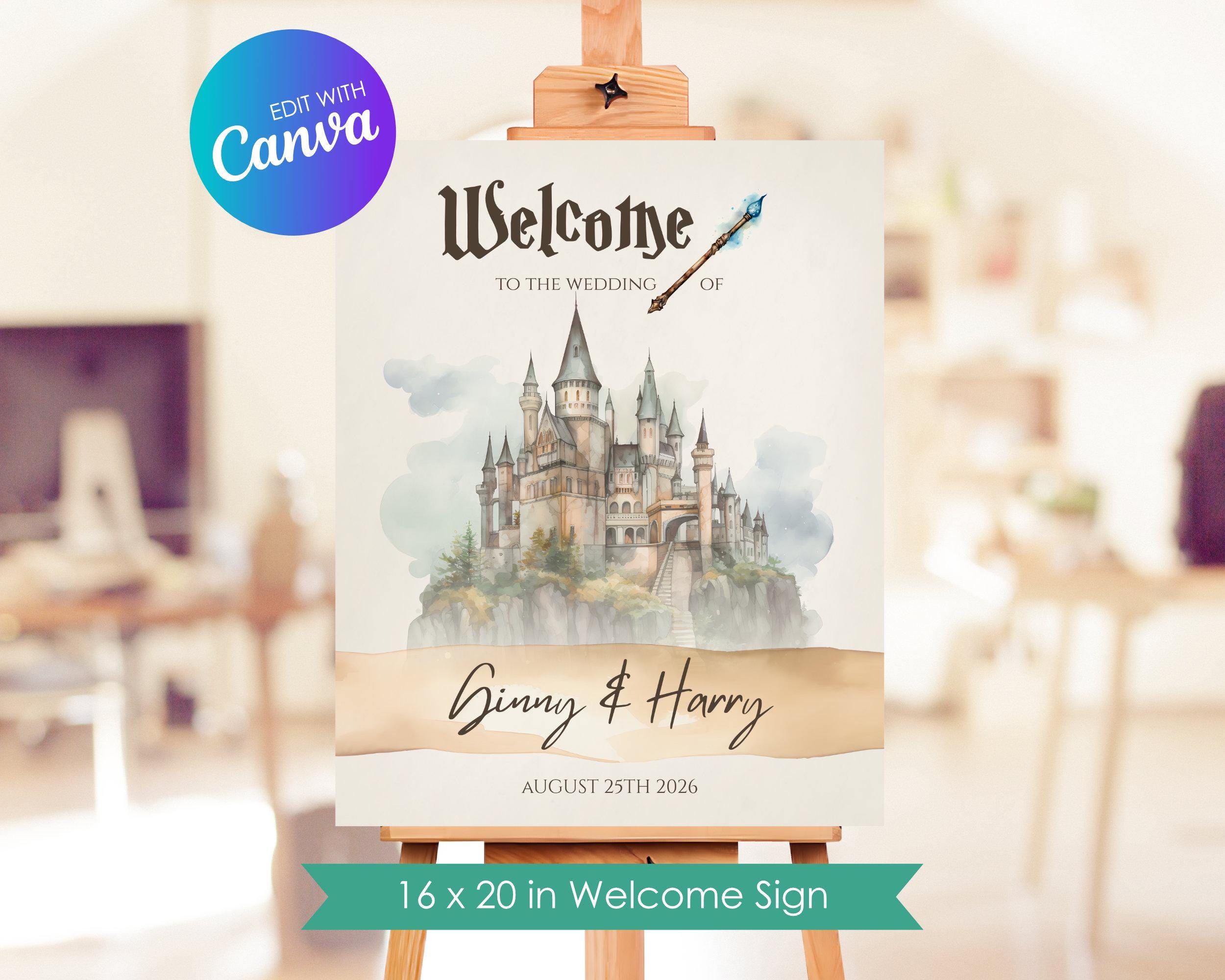 Editable Wizard Wedding Welcome Sign, Wizard Wedding Sign, Personalized ...