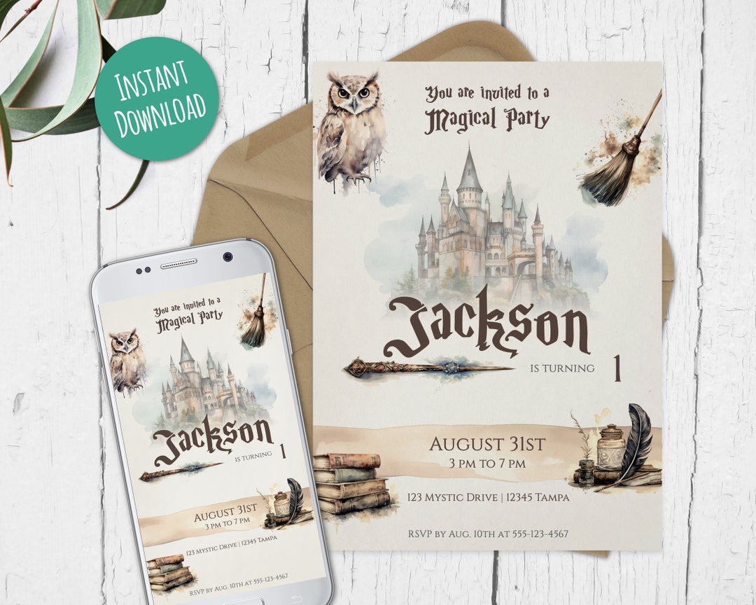 Editable Wizard Invitation Birthday Invite Editable Template Digital ...