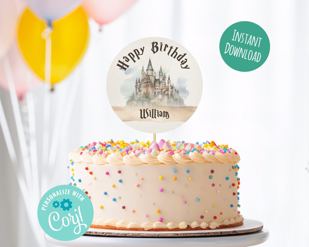 Editable Wizard Birthday Party Cake Topper, Cupcake Decoration, Wizard ...