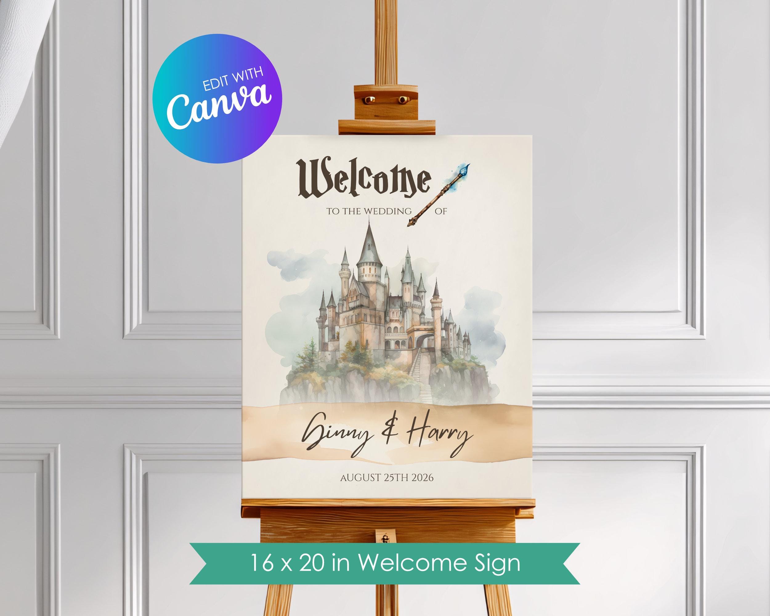 Editable Wizard Wedding Welcome Sign, Wizard Wedding Sign, Personalized ...