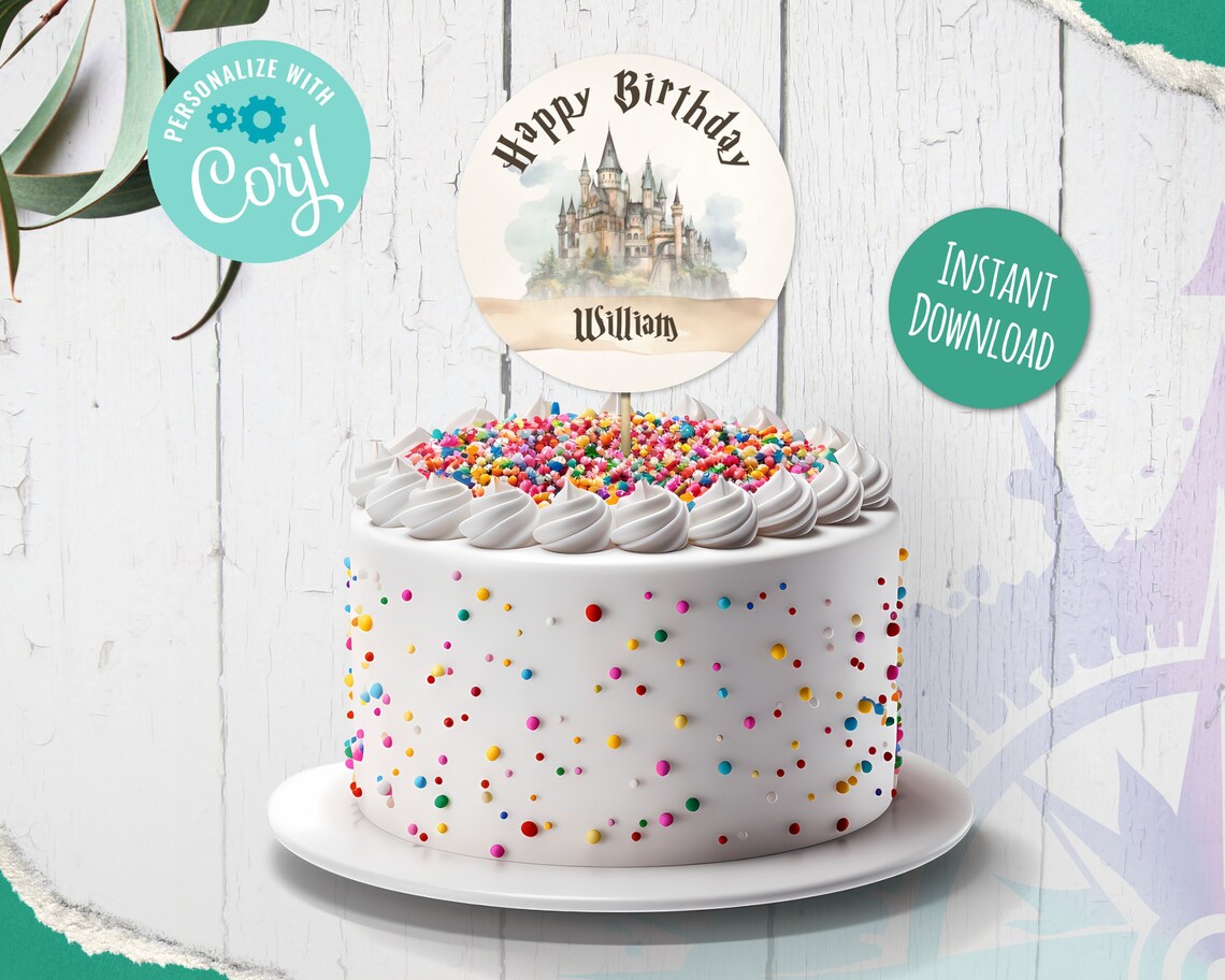 Editable Wizard Birthday Party Cake Topper, Cupcake Decoration, Wizard ...