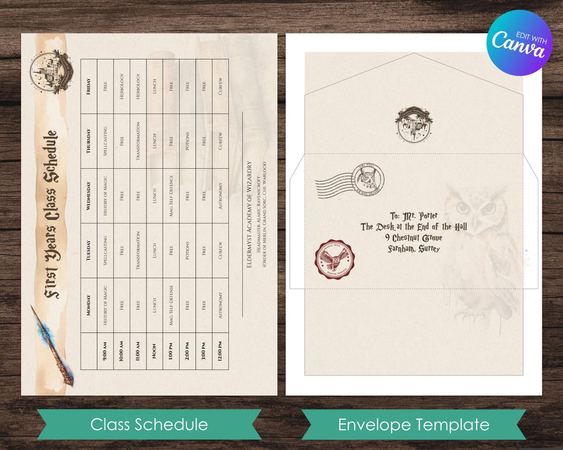 Editable Wizard School Acceptance Letter Set, Gift Bundle for Wizard ...